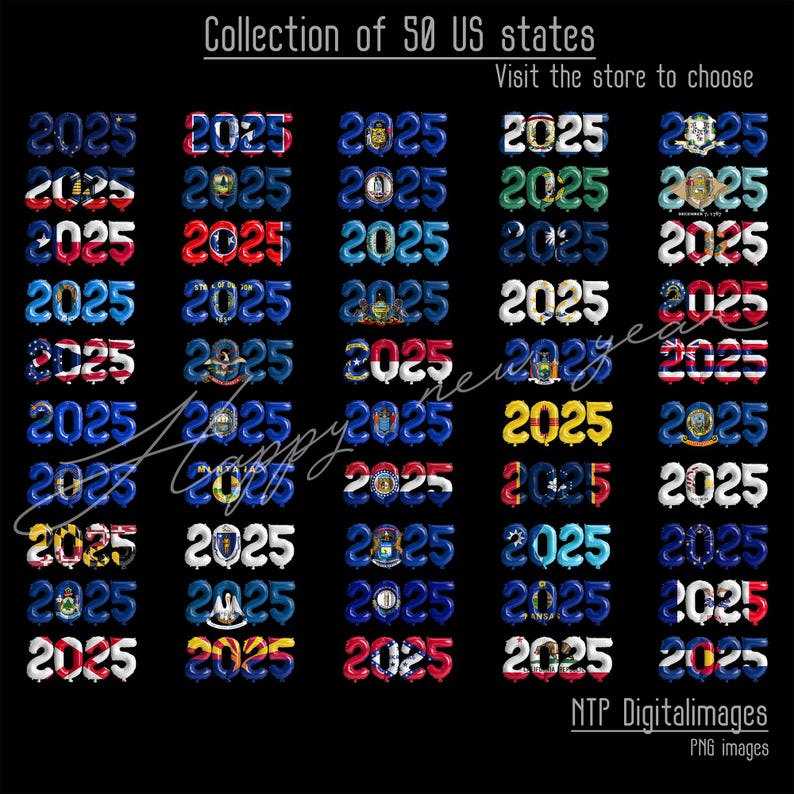 Happy New Year 2025 With Kansas State Flag Balloons, PNG Poster, 2025 ...