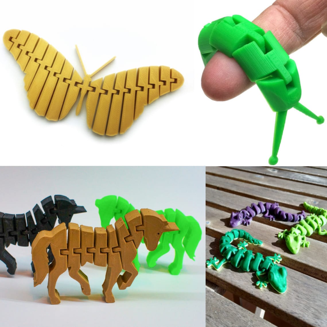 Flexi Animal Stl Pack for 3D Printers Unicorn Lizzard - Etsy