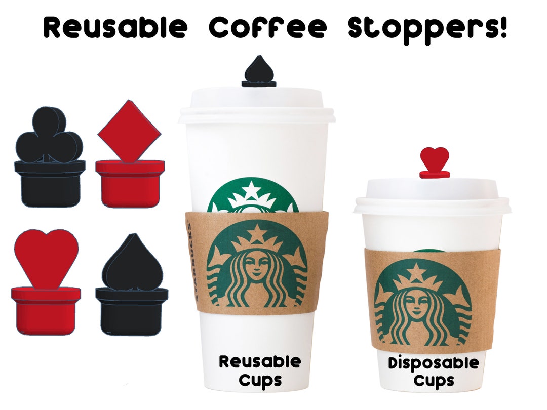 Starbucks Reusable Hot Cup Coffee Stoppers Playing Card Symbols Seals ...