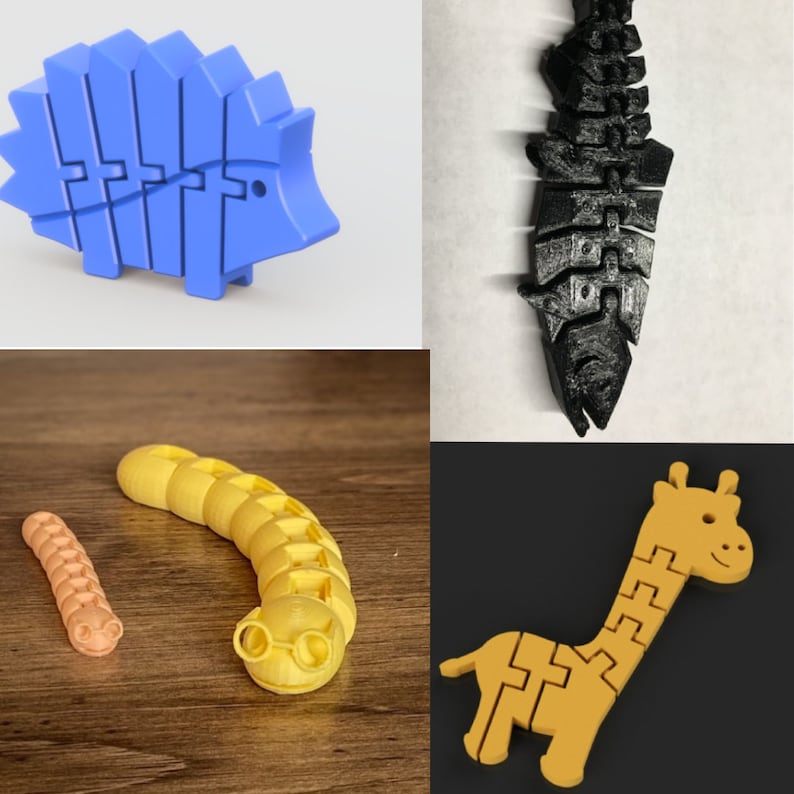 Flexi Animal Stl Pack for 3D Printers Hedgehog Fish - Etsy