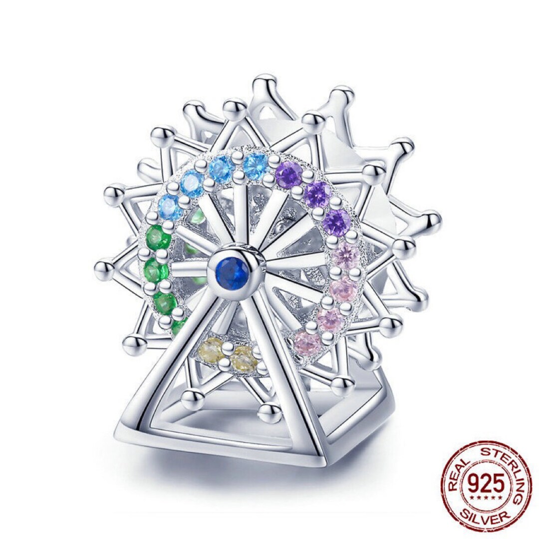 Platinum-plated Sterling Silver Ferris Wheel Charms: Colorful - Etsy UK