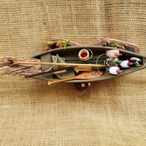 13 Inch Duck Boat Pirogue With Shotgun, Decoys, Paddle, and Push Pole ...