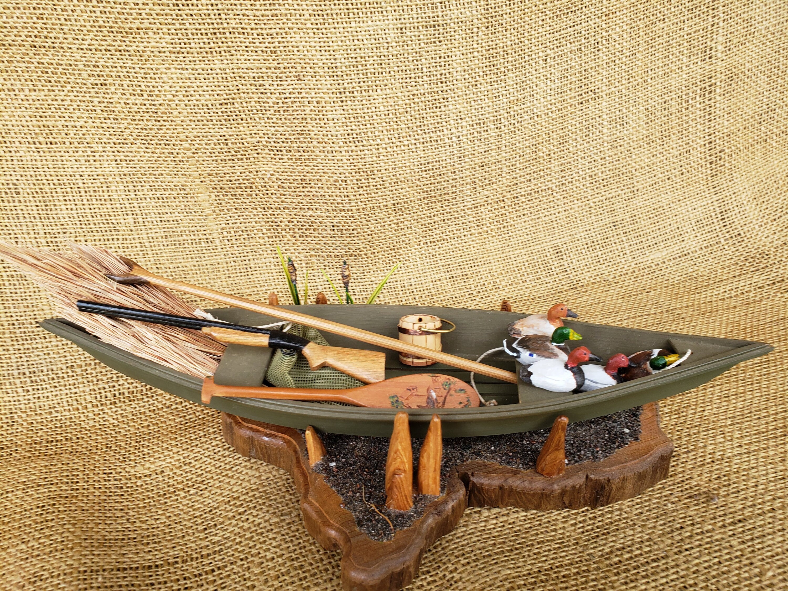 13 Inch Duck Boat Pirogue With Shotgun Decoys Paddle and - Etsy