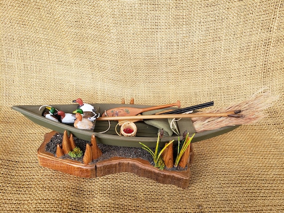 13 Inch Duck Boat Pirogue With Shotgun Decoys Paddle and - Etsy