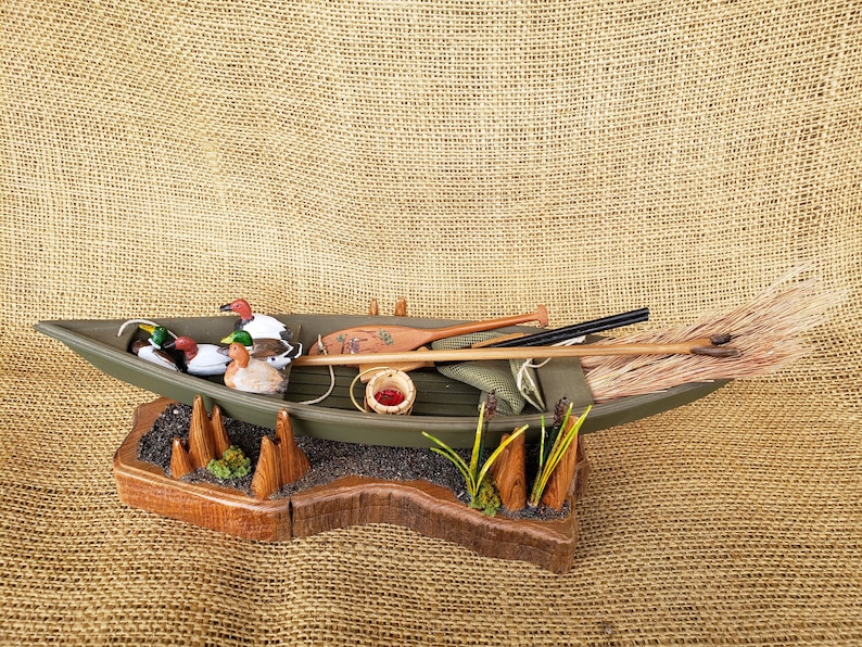 13 Inch Duck Boat Pirogue With Shotgun Decoys Paddle and - Etsy