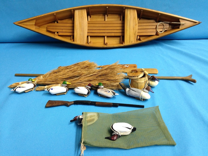 25 Inch Duck Boat Pirogue With Shotgun, Decoys, Paddle, and Push - Etsy