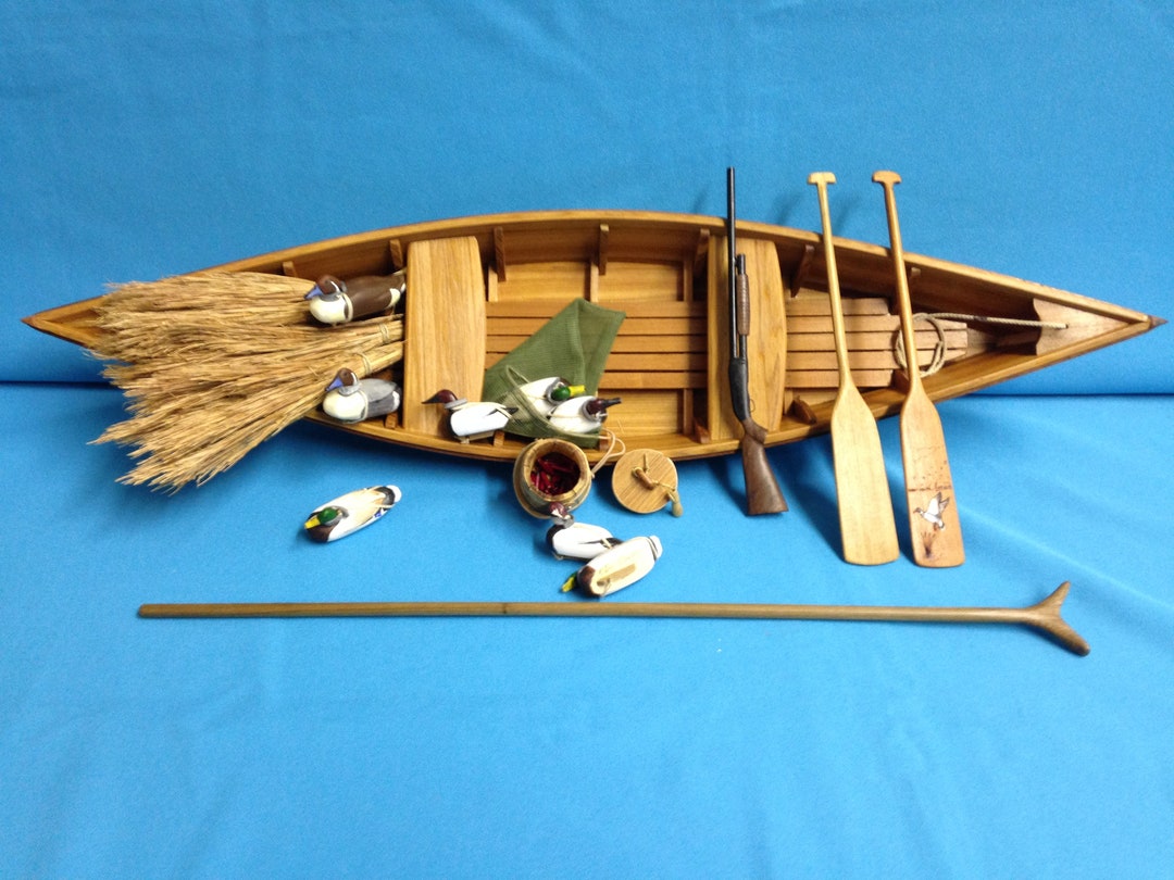 25 Inch Duck Boat Pirogue With Shotgun, Decoys, Paddle, and Push - Etsy