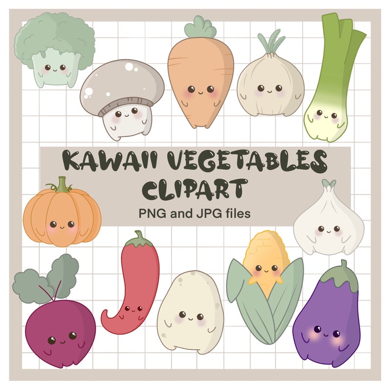 Kawaii Vegetables Clipart, Cute Food Clip Art, Clipart Bundle, Food ...