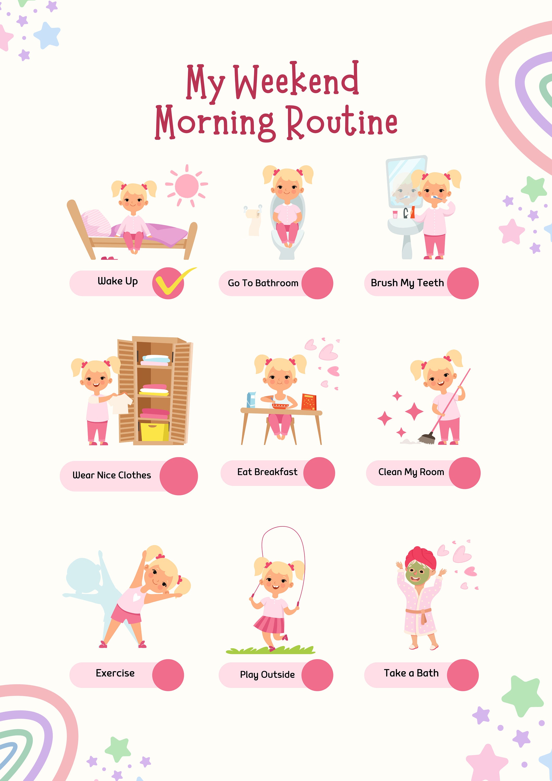 Little Girl Weekend Routine Visual Guide Help Your Child Be - Etsy