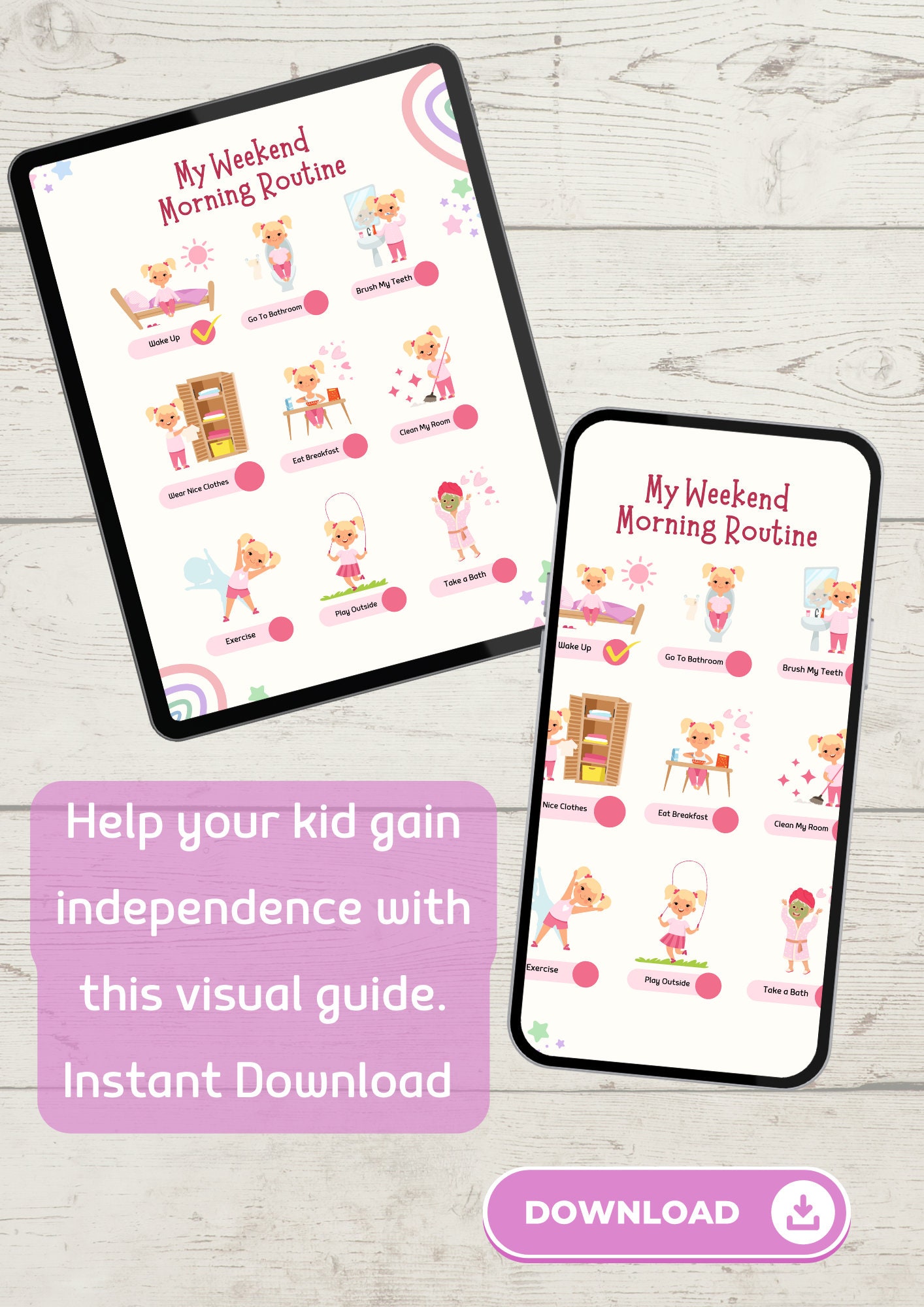 Little Girl Weekend Routine Visual Guide Help Your Child Be - Etsy