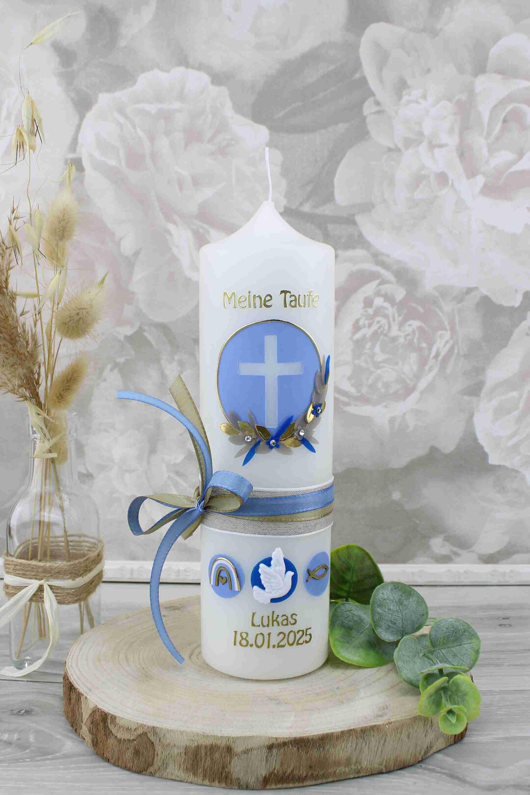 Baptism Candle LUKAS Boy or Girl With Name and Date, Individual and ...