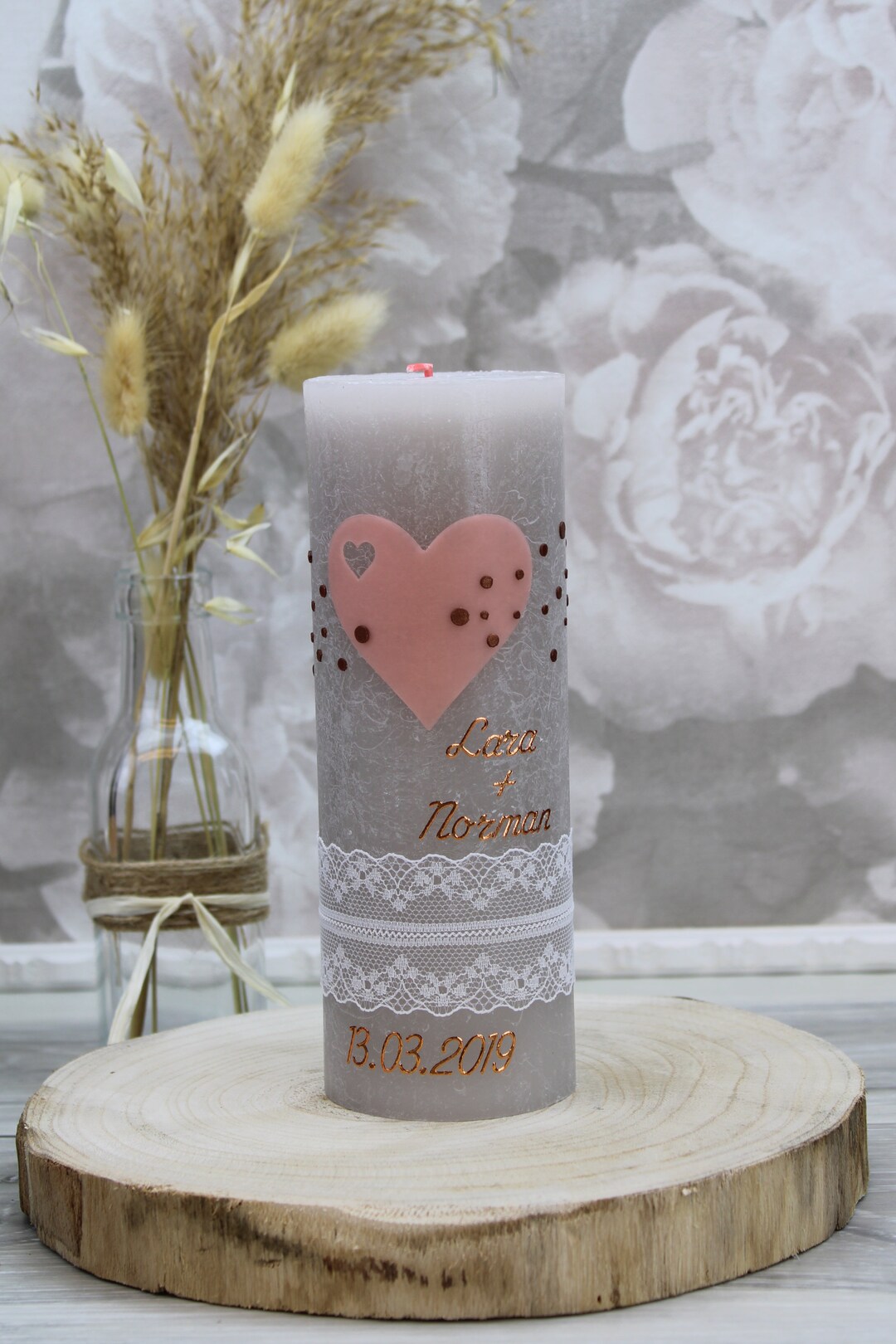 Rustic Wedding Candle Lara and Norman Wedding Candle With Name and Date ...