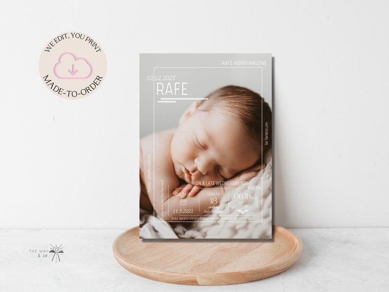 Birth Stats Poster With Photo 10x12 | Baby Birth Date Stats Frame ...