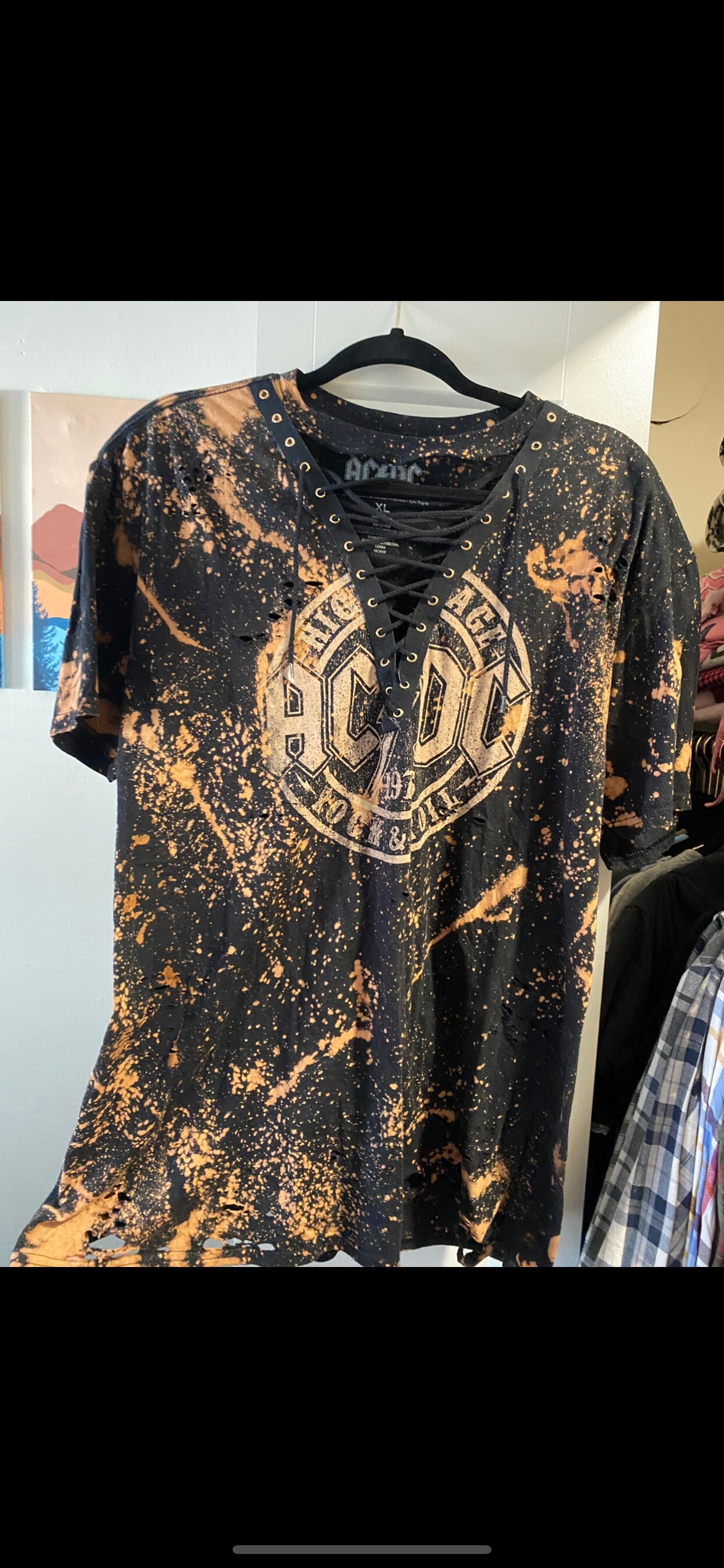 Distressed Band Tee | Lace up Band Tee | Distressed | Cotton Band Tee ...