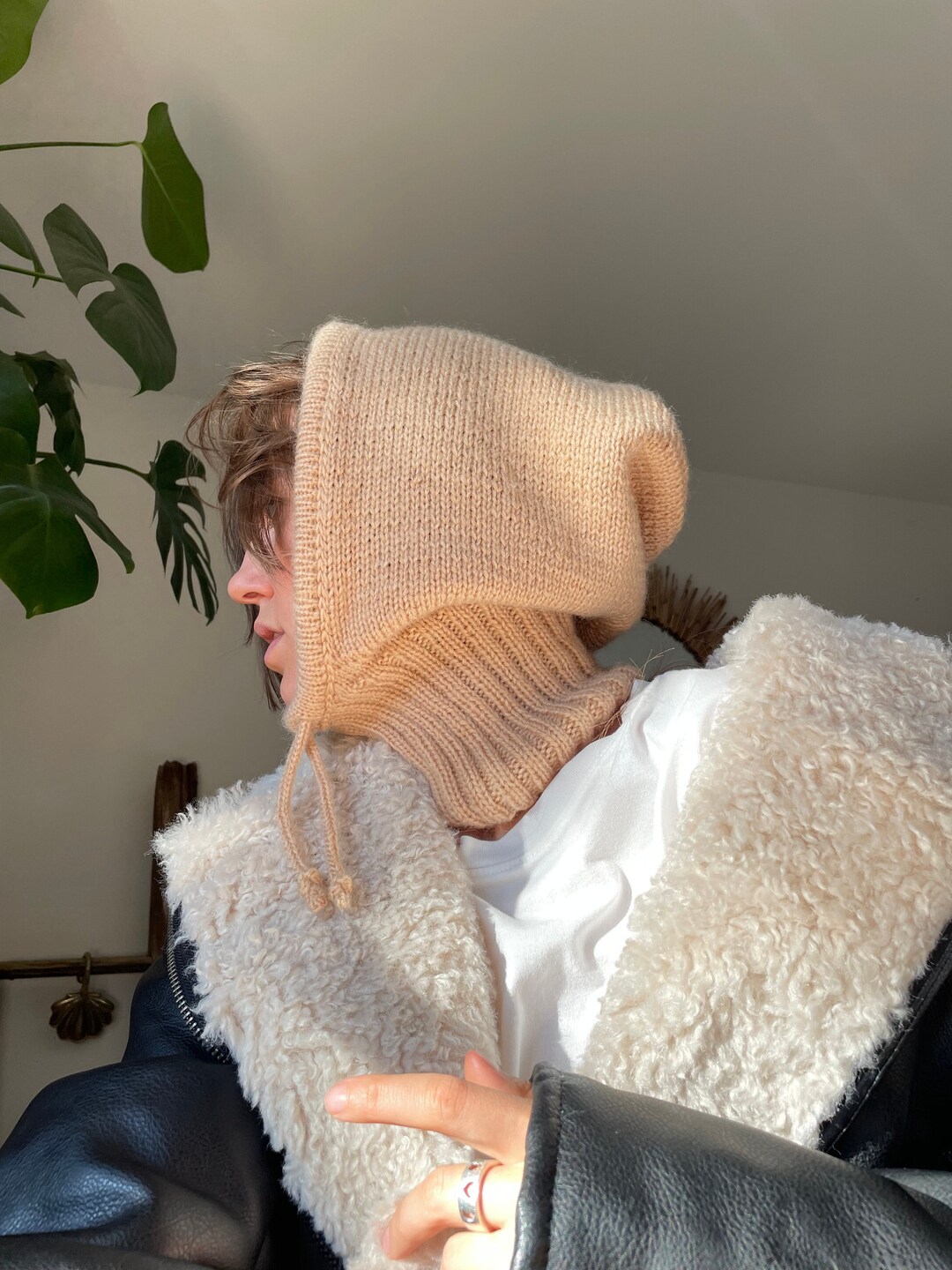 Angora Balaclava light Beige or One of 9 Colors Open Face Cover. Wool ...