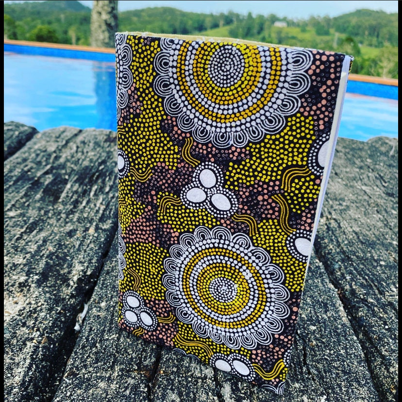 NAIDOC Yellow Aboriginal Art - Adjustable Book Cover - Fabric Book ...