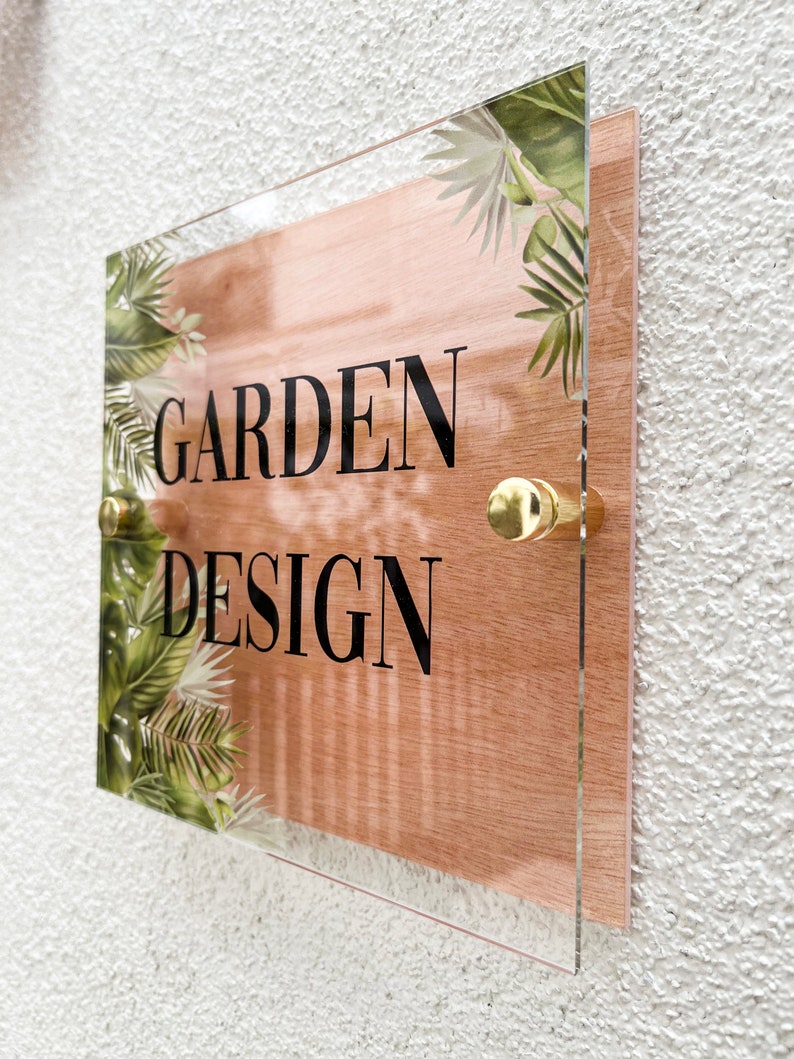 Acrylic House Number Sign Tropical Design Business Sign With Wooden ...