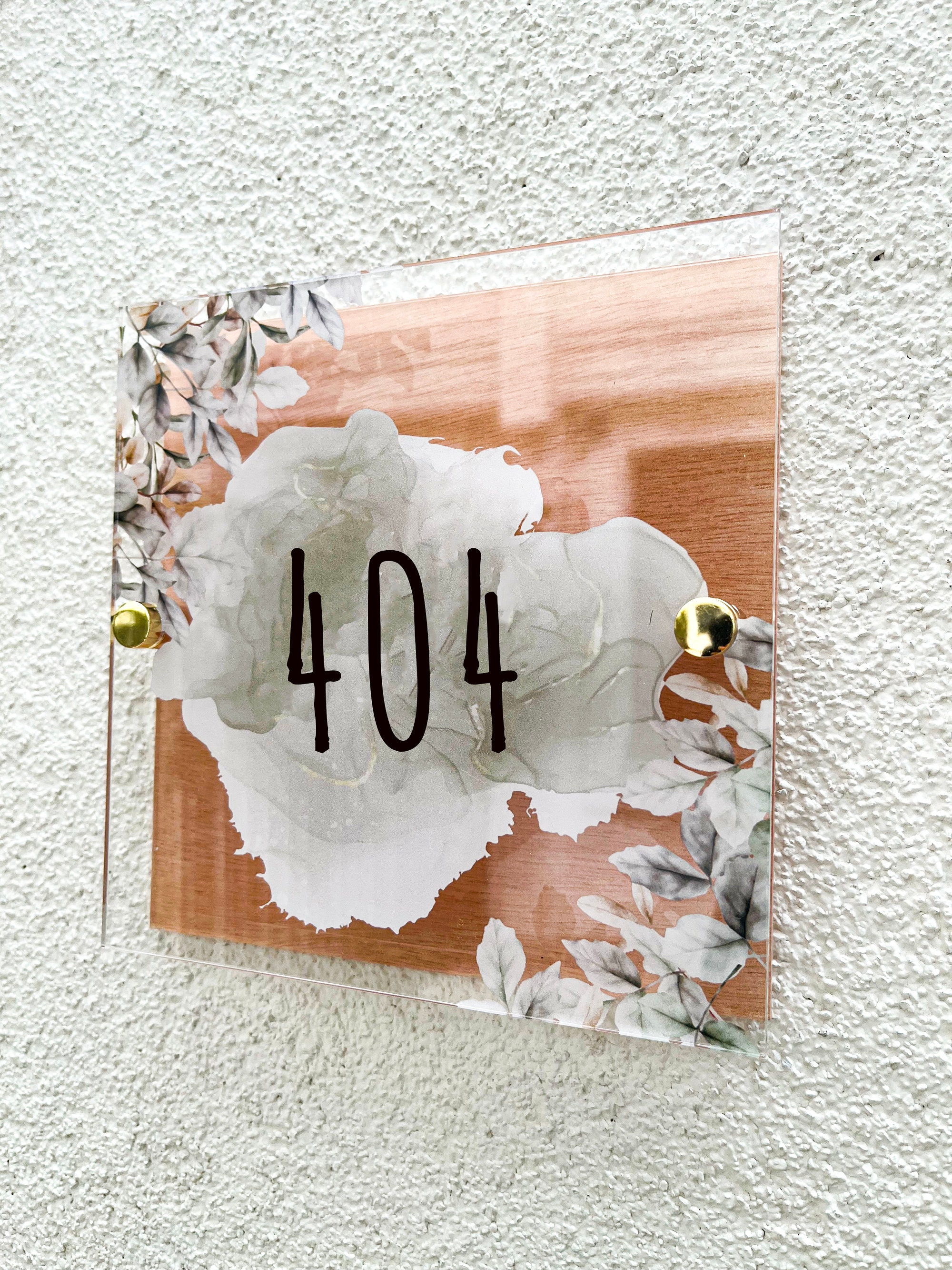 Acrylic House Number Sign Tropical Design Business Sign With Wooden ...