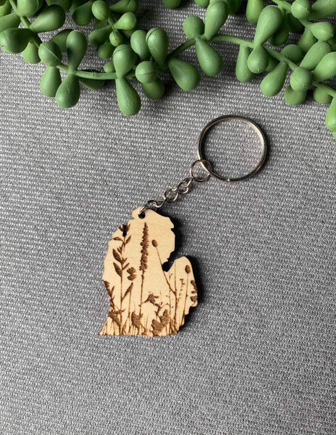 Michigan Engraved Wood Keychain | Wooden Keychain | Gift for Her, Him ...