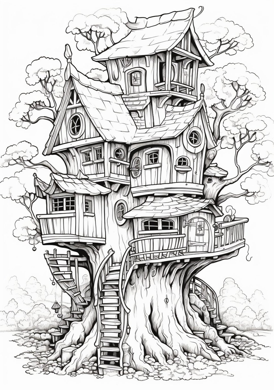12 Treehouse Coloring Pages, Printable Colouring Pages Book Instant ...