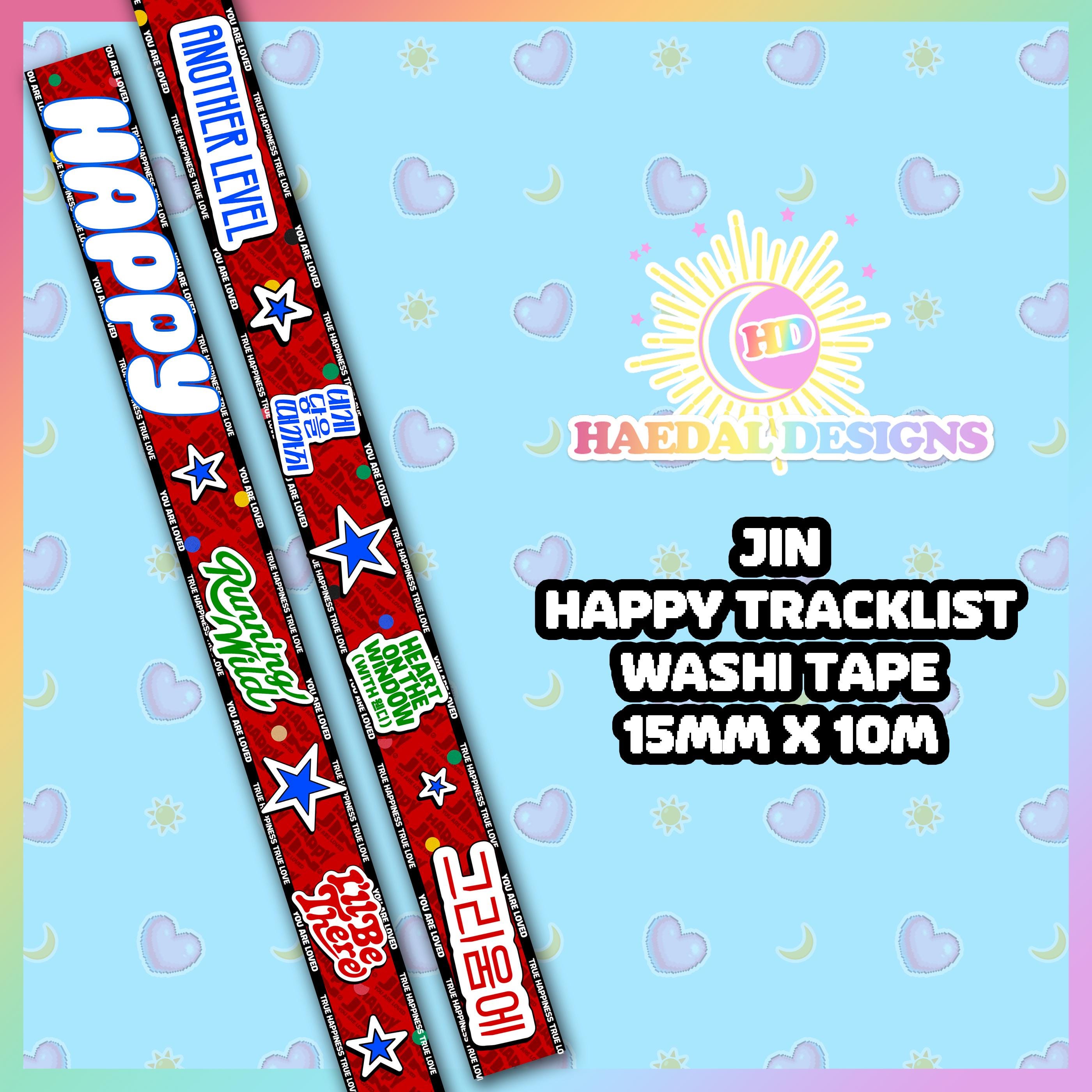 BTS Jin Happy Tracklist Washi Tape 15mm X 10m PRE-ORDER - Etsy