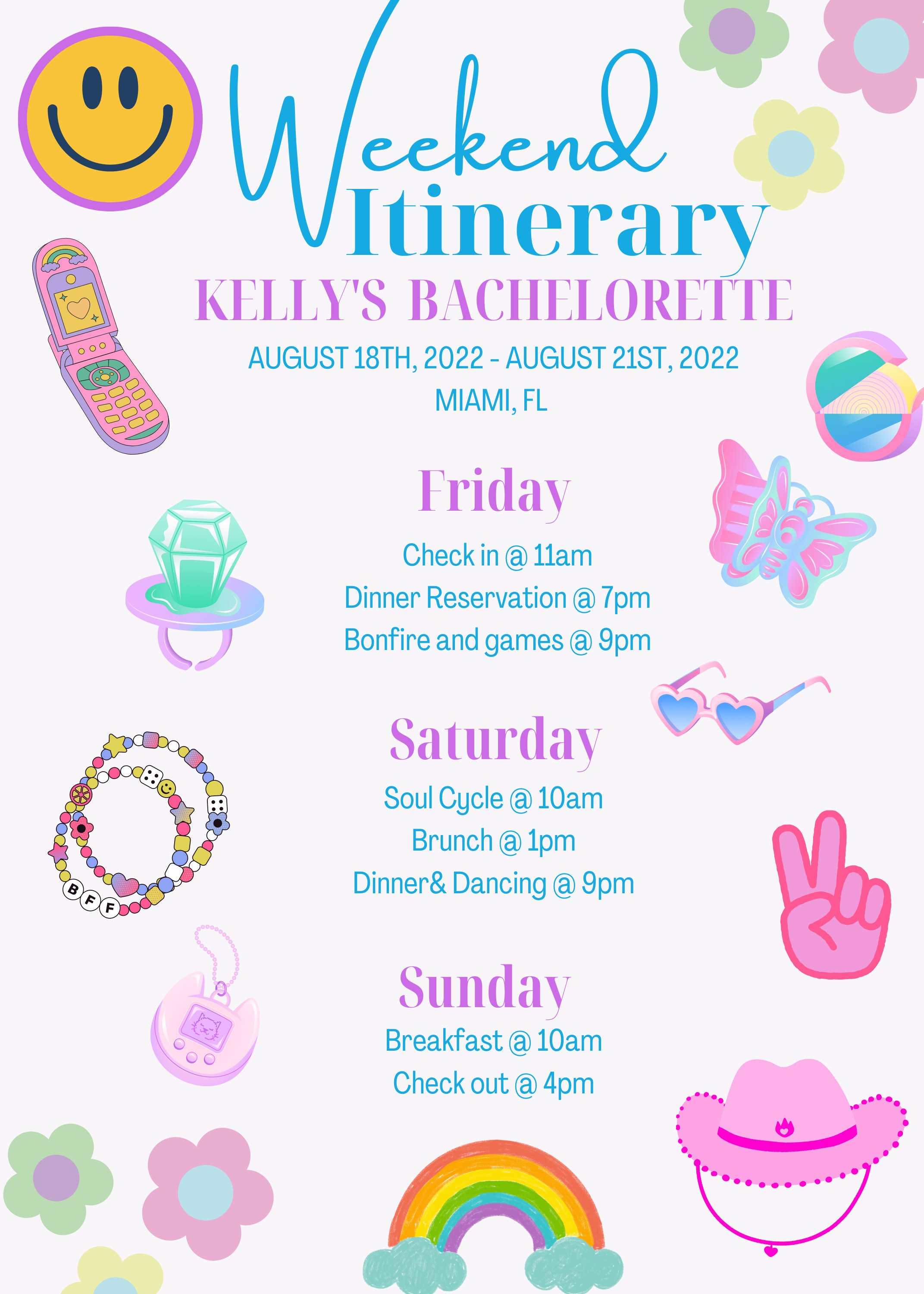 Y2K 2000s Themed Bachelorette Weekend Itinerary Bachelorette - Etsy