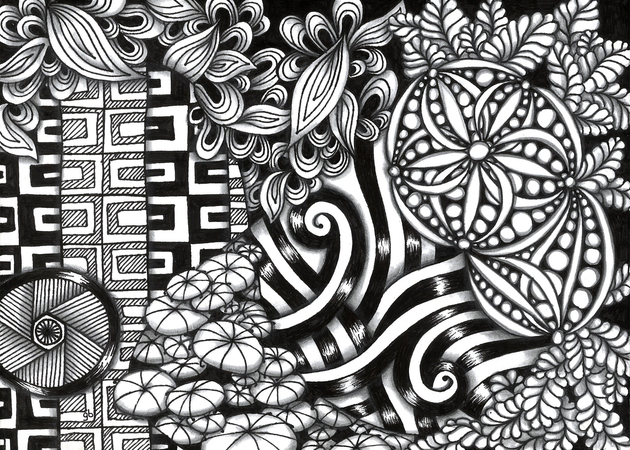 Digital Papers, Crafty Art Prints, Zentangle Inspired, Black & White - Etsy