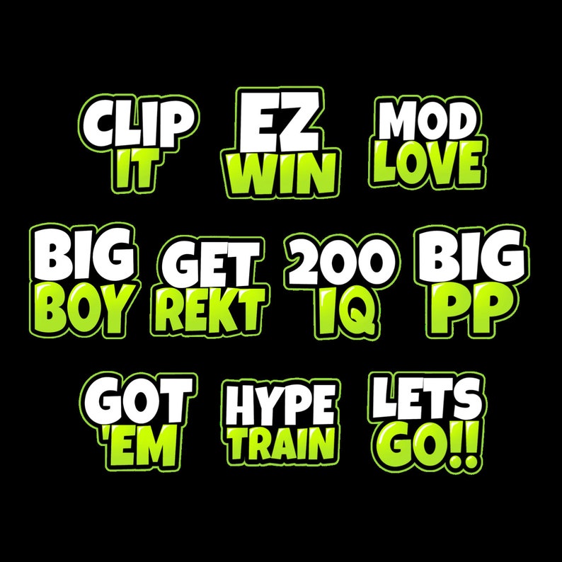 Lime Green and White Text Emotes for Twitch Discord and Kick - Etsy