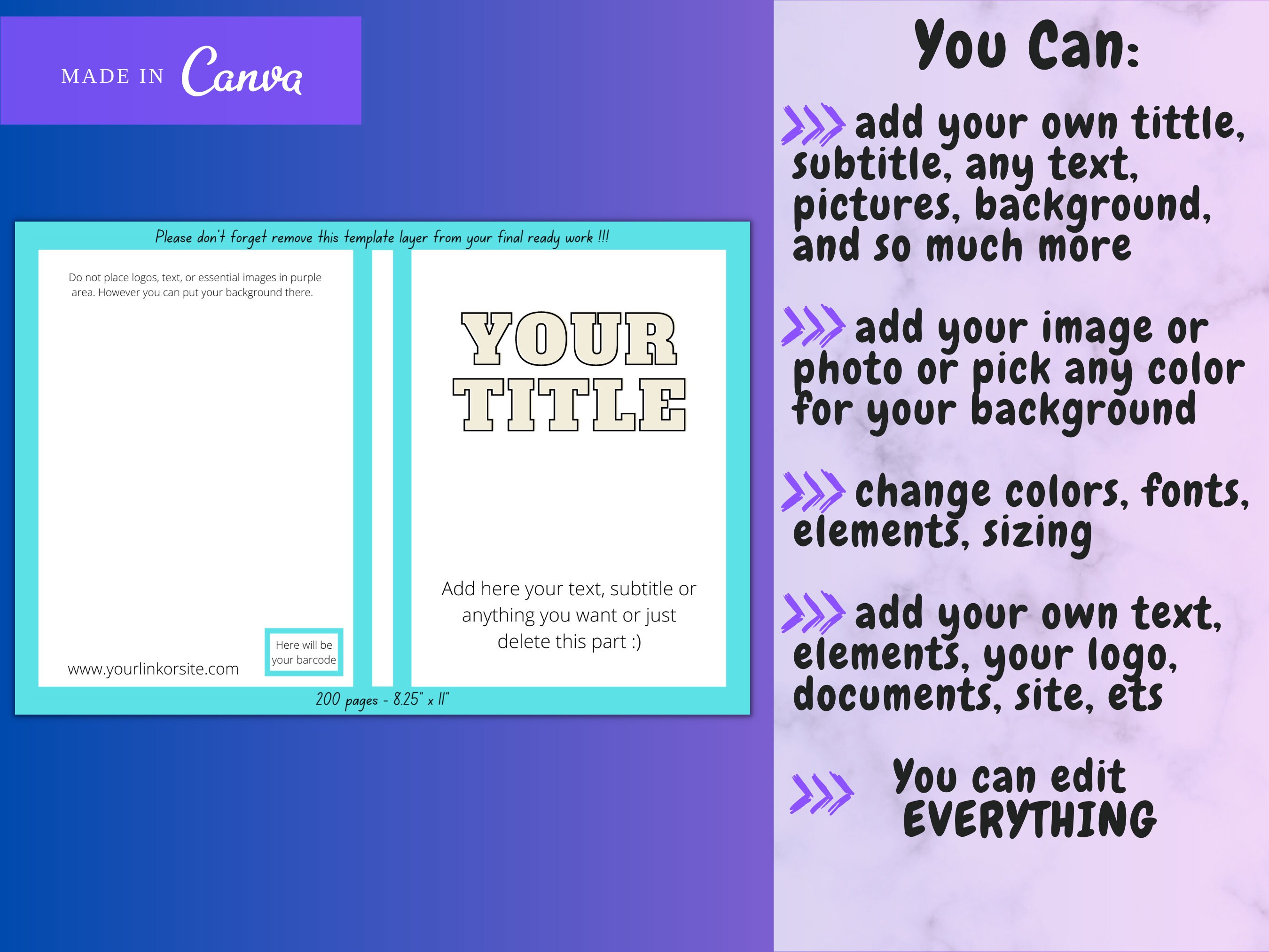 Hardcover KDP Canva Template Hardcover Canva KDP Cover Canva Template ...