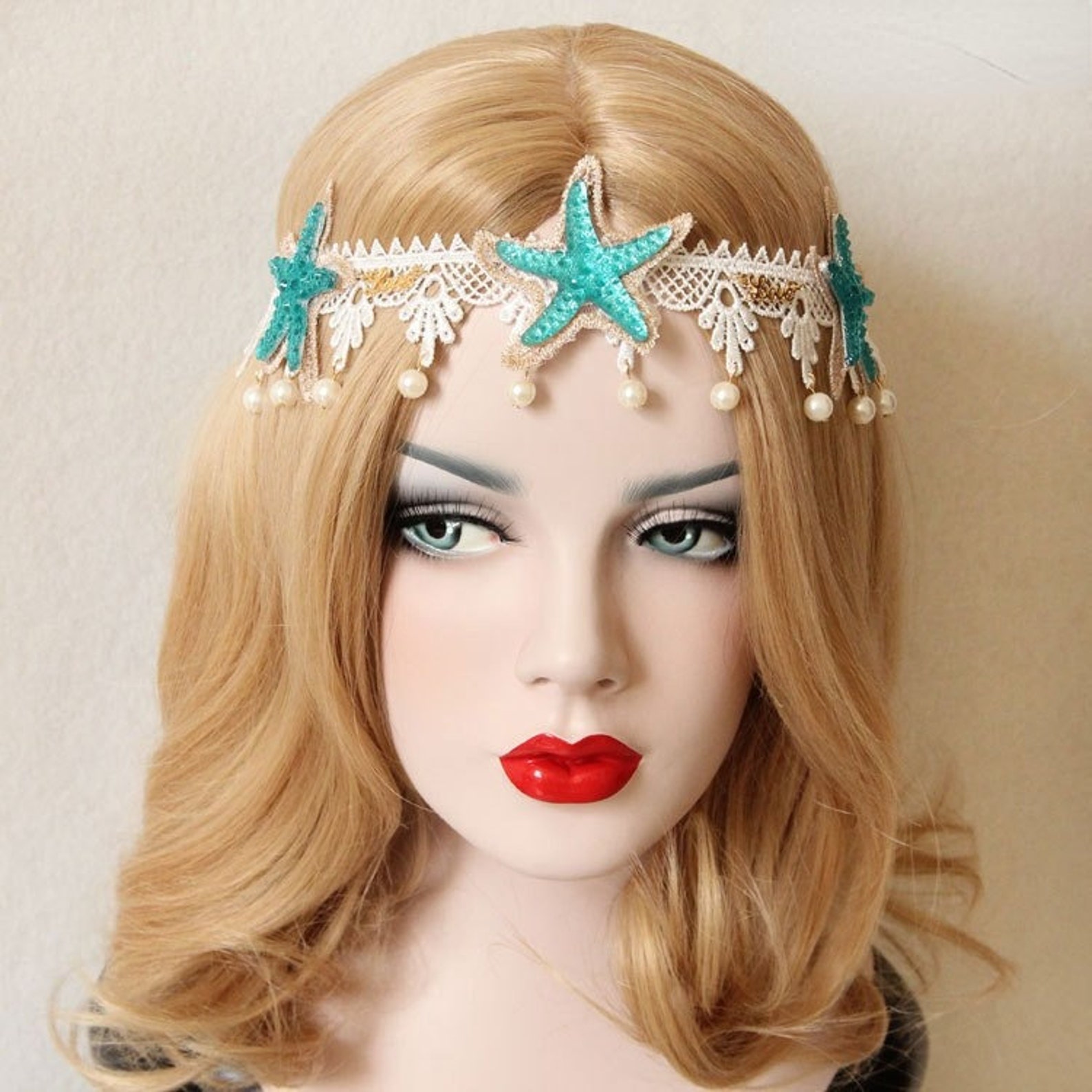 Bohemian Princess Mermaid Starfish Headband, Sea Star Lace Hairband ...