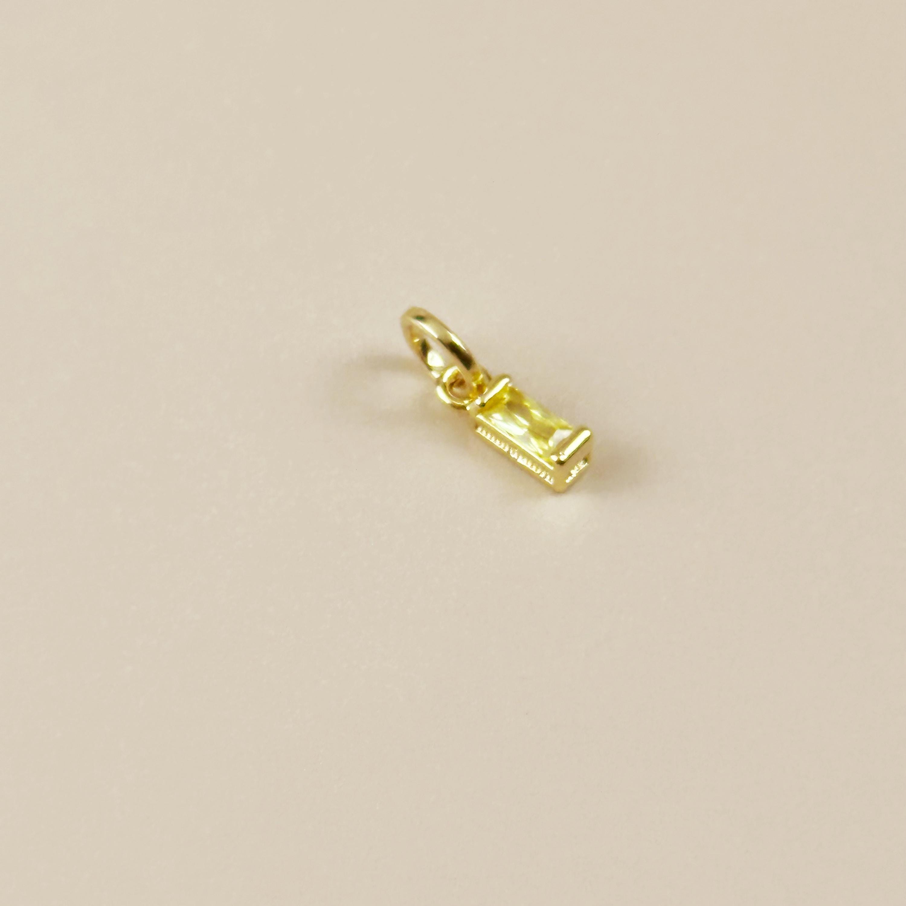 Birthstone Pendant - Baguette CZ Charm for Necklaces - Etsy