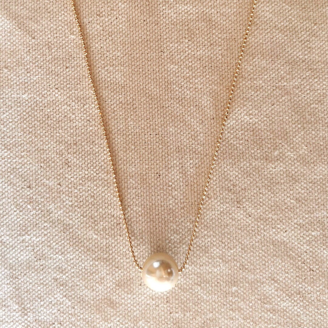 18k Gold Filled Solitaire Pearl Necklace - Etsy