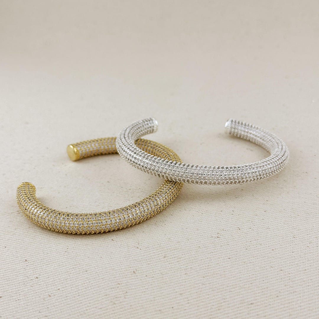 18k Gold Filled Iced Arm Cuff Bracelet - Etsy