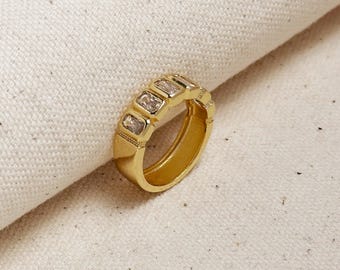 Waterproof Textured 'muse' Cuff Ring - 18k Gold Plated - Stainless ...
