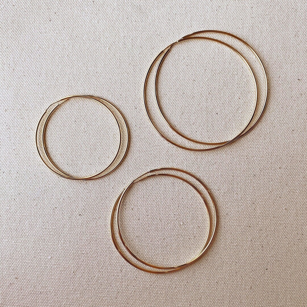 18K Gold Filled, 18K Gold Filled Jewelry, Medium Flat Hoop Earrings, Medium Hoops ...