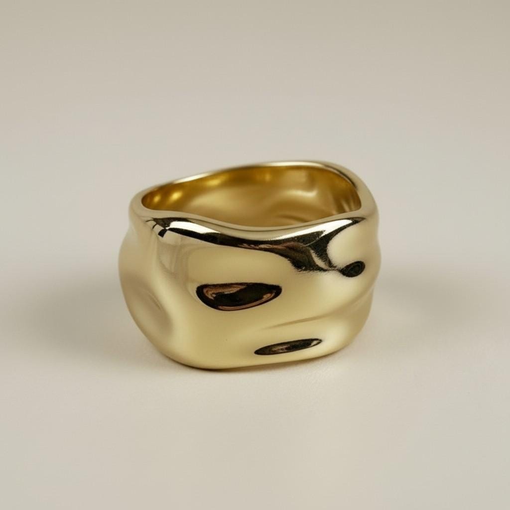 Wide Band Ring for Women - Chunky Statement Crumpled Design - Etsy