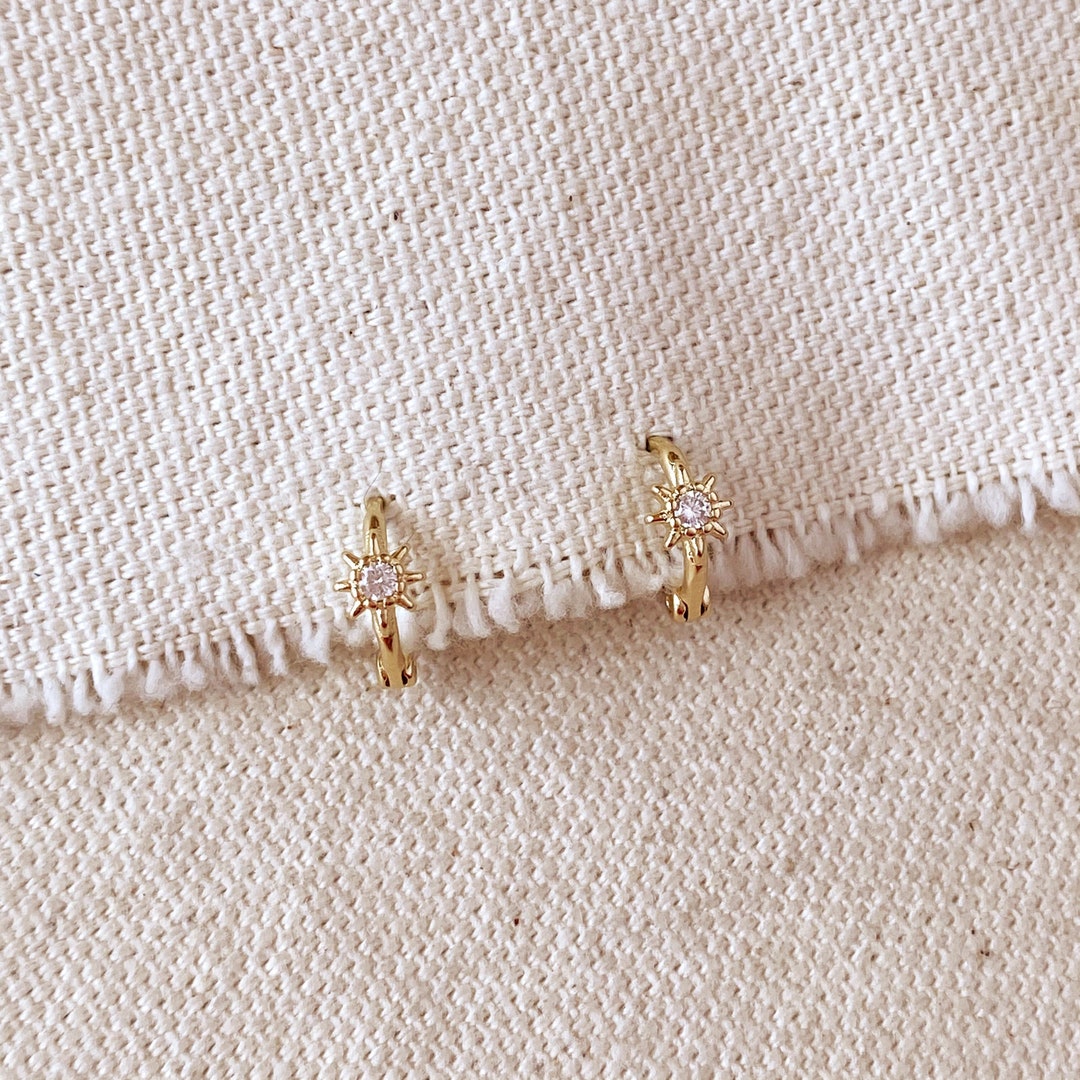 18k Gold Filled Starburst Mini Clicker Hoop Earrings - Etsy