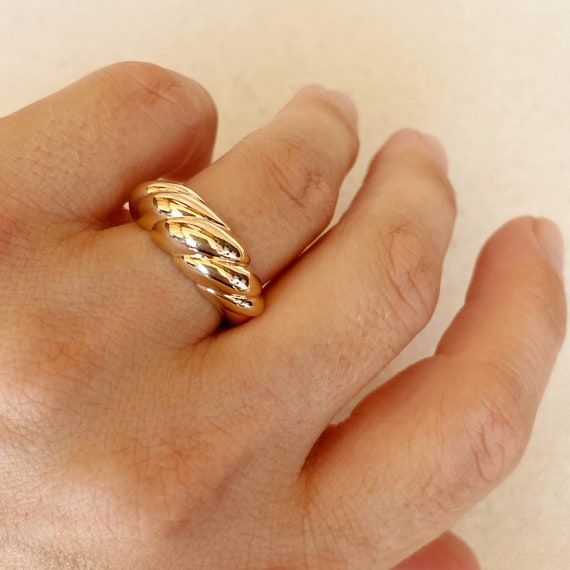 18k Gold Filled Dome Croissant Ring Etsy