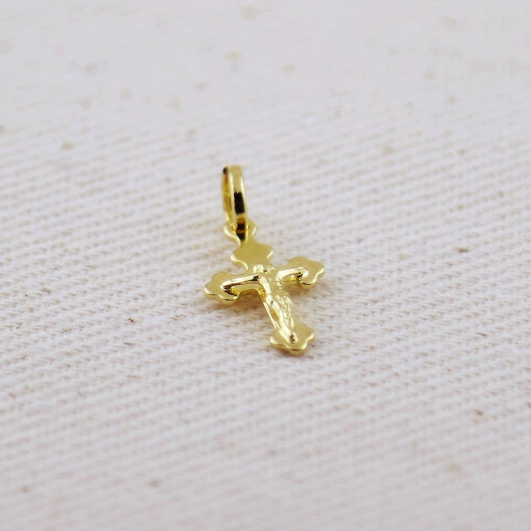 18K Gold Filled Mini Crucifix Pendant | 2cm Delicate Faith Jewelry ...