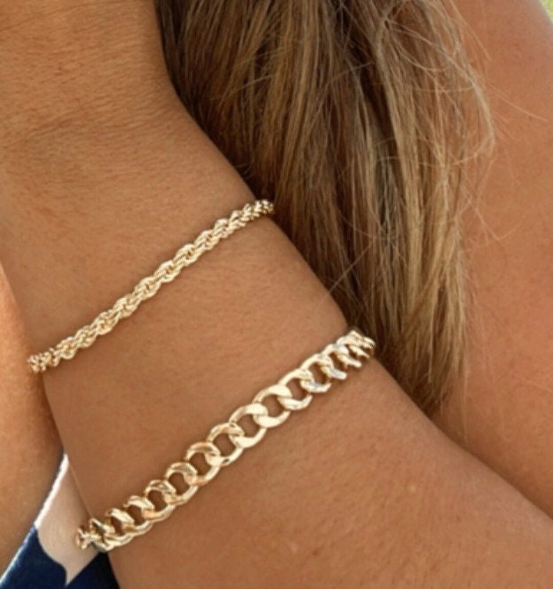 18k Gold Filled Cuban Link and Rope Bracelets - Etsy