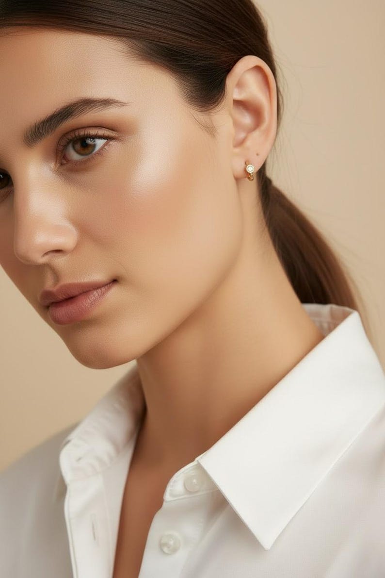 18k Gold Filled Solitaire CZ C-hoop Earrings — One Stone. One Curve ...