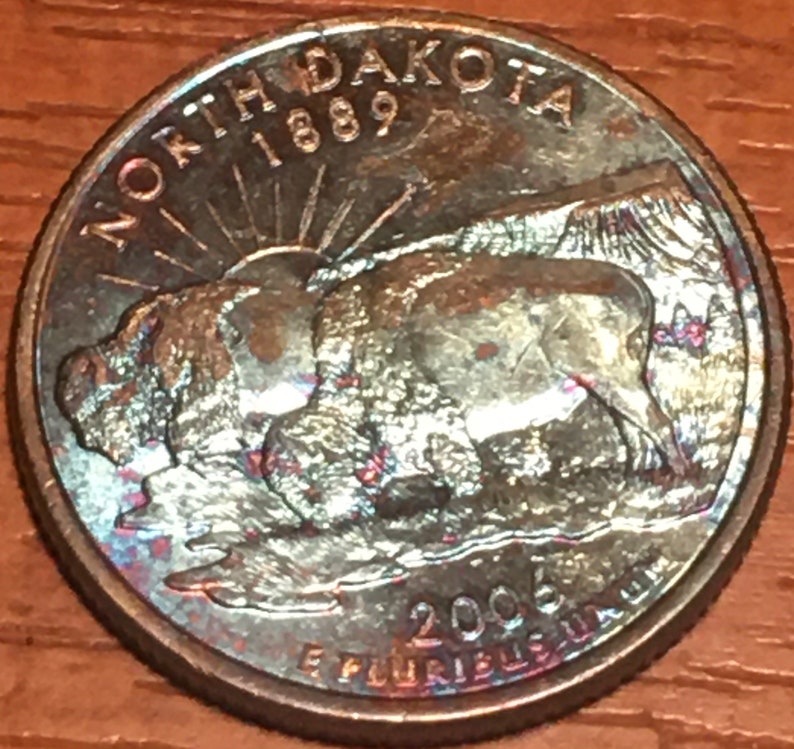 USA Quarter Dollar 1889/ 2006 North Dakota Colour Error - Etsy