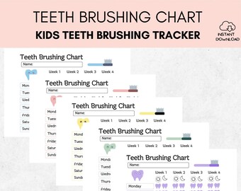 Editable Kids Teeth Brushing Chart, Personalized Brush Teeth Chart ...