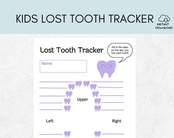 Kids Lost Tooth Tracker Children's Lost Tooth Chart Lost Tooth Tracker ...