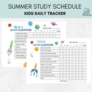Kids Summer Study Schedule Printable Kids Schedule Daily Learning ...