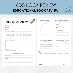 Educational Kids Book Review | Book Review Template | Kids Activity ...
