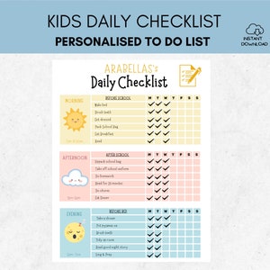 Kids Daily Checklist | Morning Routine | Bedtime Routine | After School ...