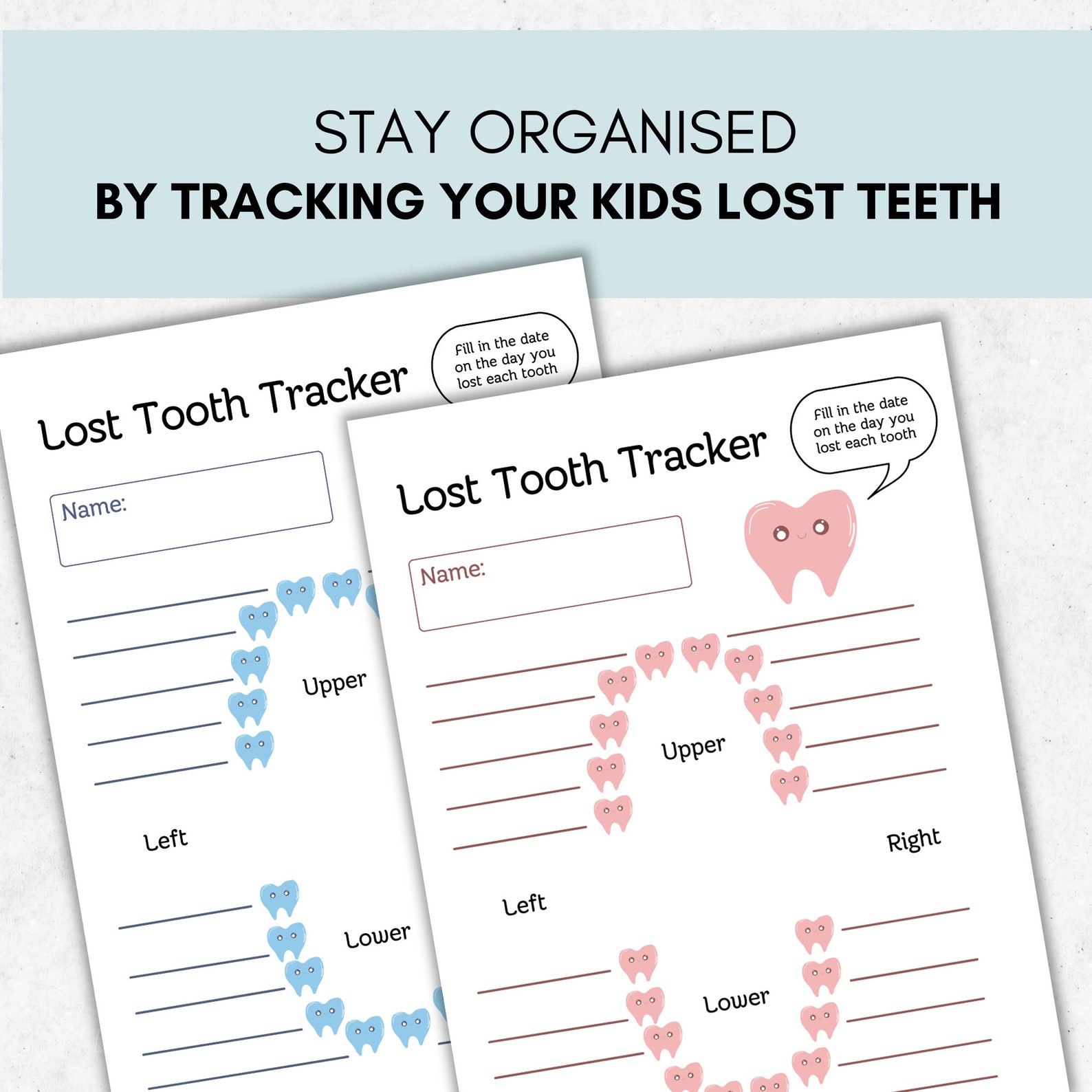 Kids’ Lost Tooth Tracker| Children's Lost Tooth Chart | Lost Tooth ...