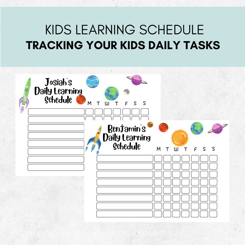 Daily Learning Schedule | Printable Kids Reading Chart | Daily Reading ...