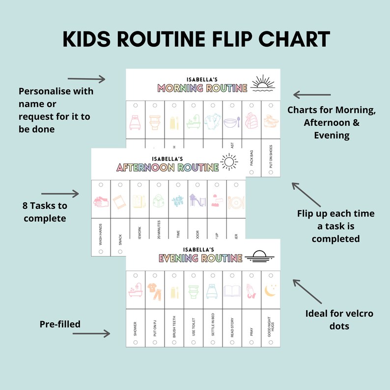 Kids Routine Flip Chart | Morning Routine | Bedtime Routine | After ...